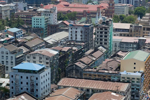 Rangoon downtown. Bird's eye view. Yangon. Myanmar. - Stock Image ...