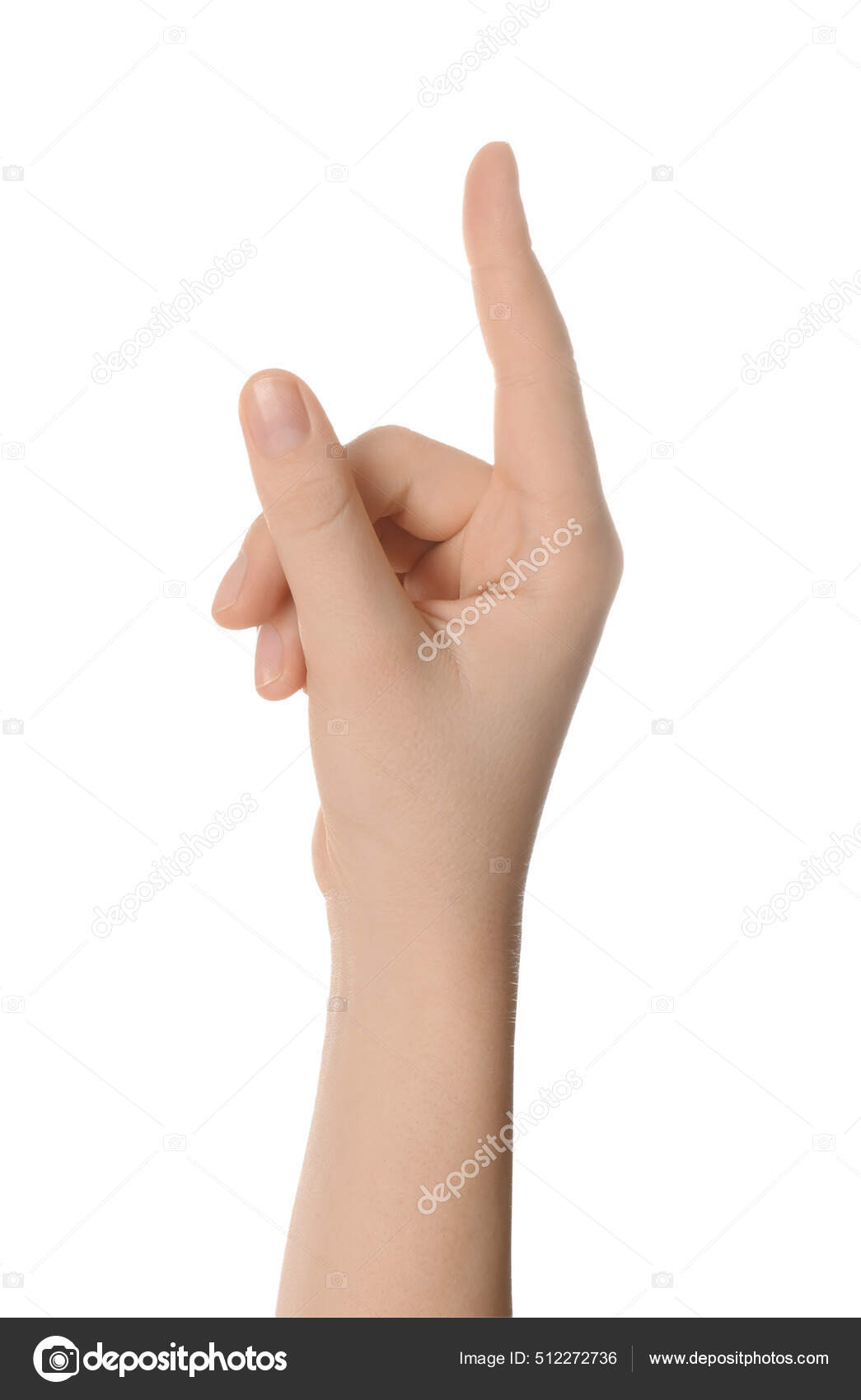 Woman Showing Index Finger Isolated White Closeup — Stock Photo ...