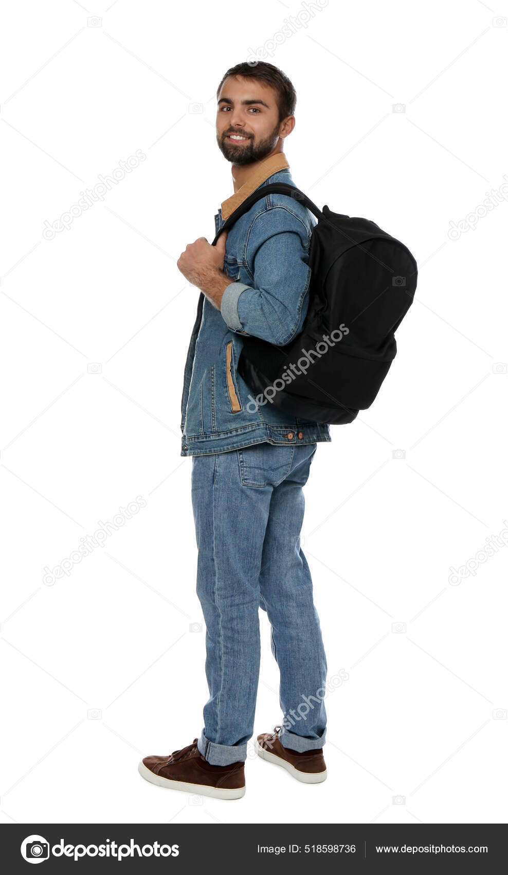 Happy Student Backpack White Background — Stock Photo © NewAfrica ...