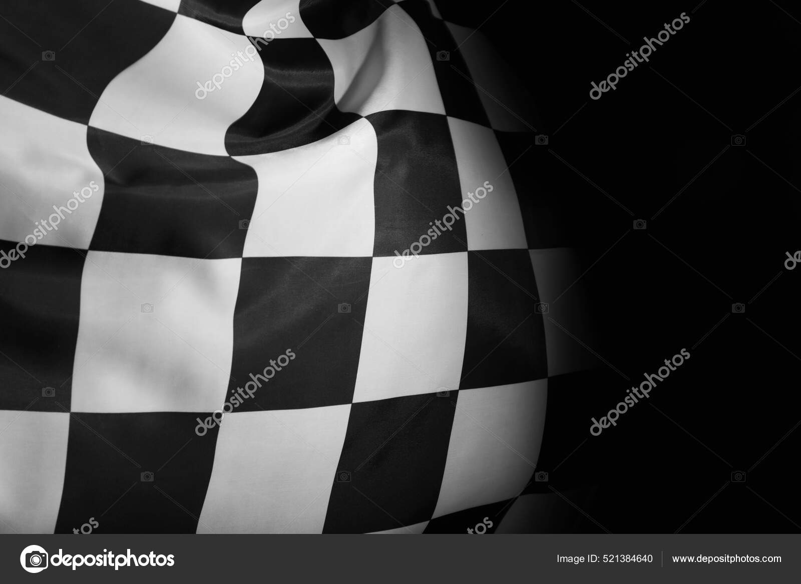 Checkered Finish Flag Black Background Closeup Stock Photo by ...