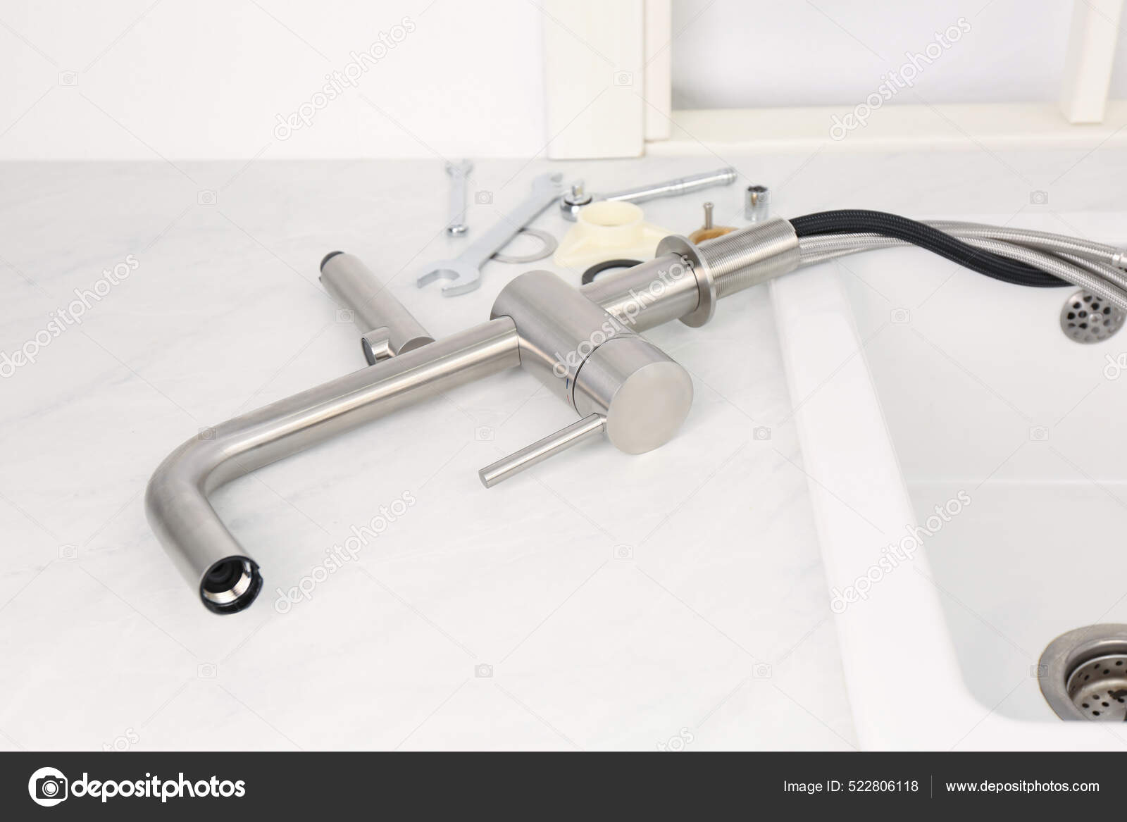 Plumber's Tools Water Tap Ready Installation Sink Countertop Kitchen ...