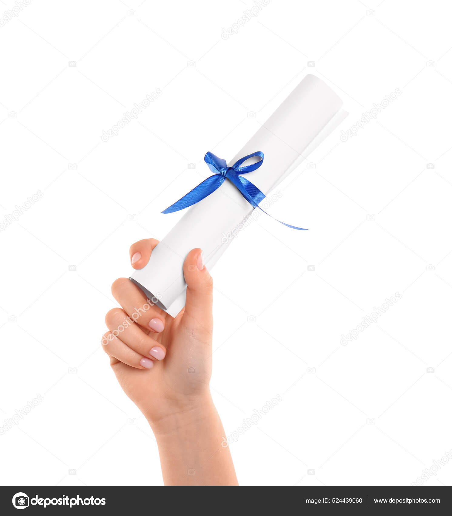 Rolled Diploma Blue Ribbon