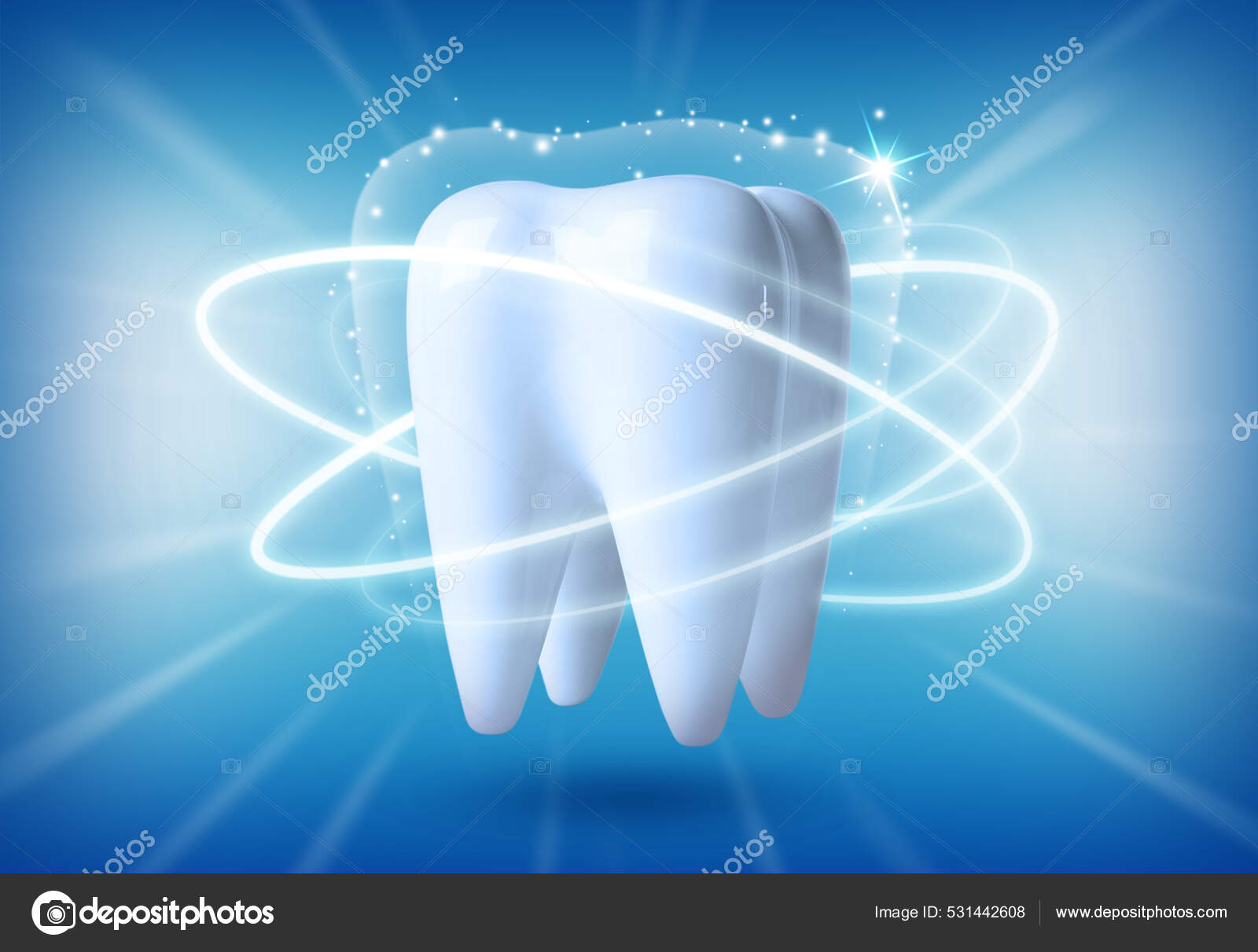 Tooth Model Glowing Blue Background Dental Care — Stock Photo ...