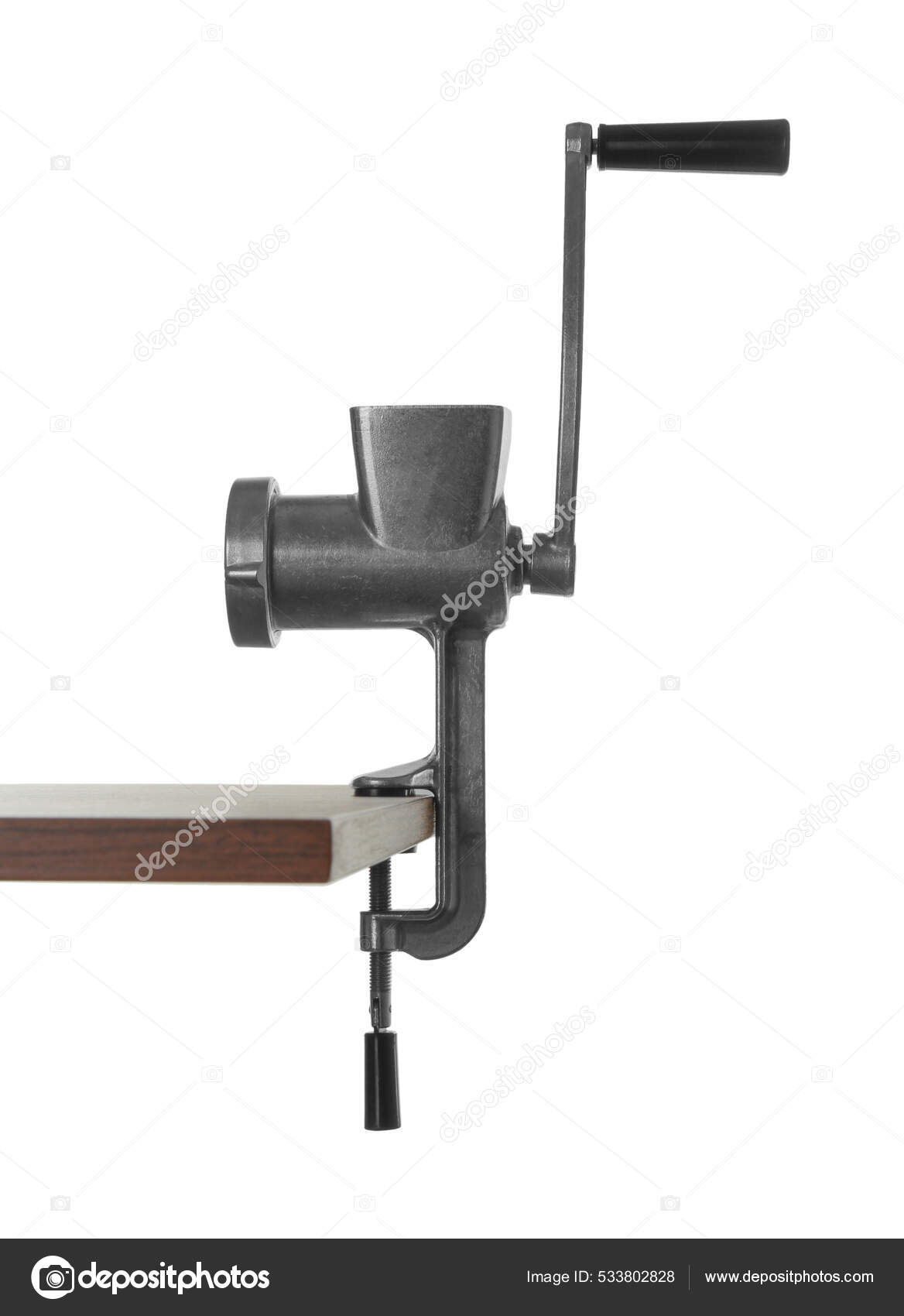 Metal Manual Meat Grinder Table White Background Stock Photo by ...