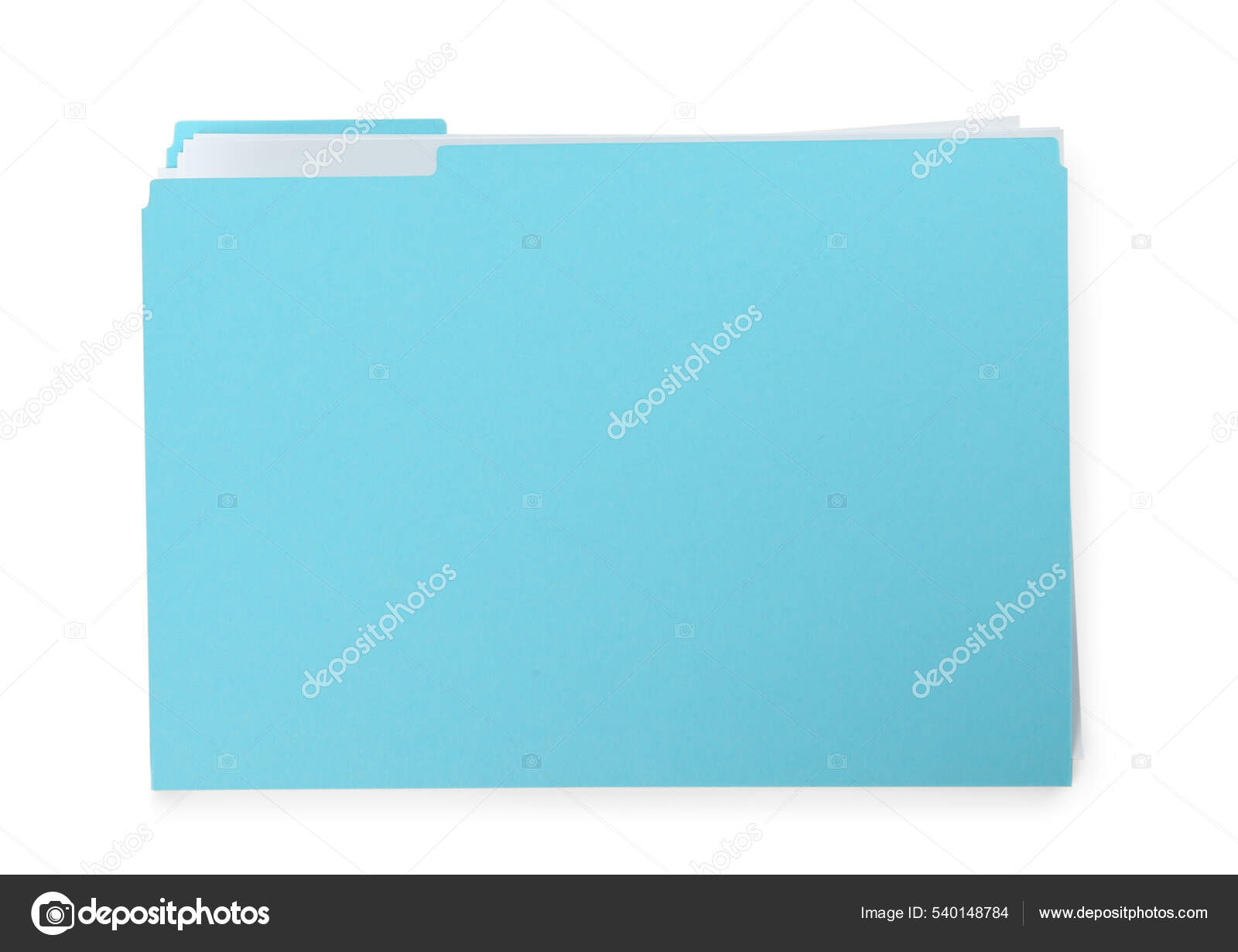 Light Blue File Documents Isolated White Top View — Stock Photo ...