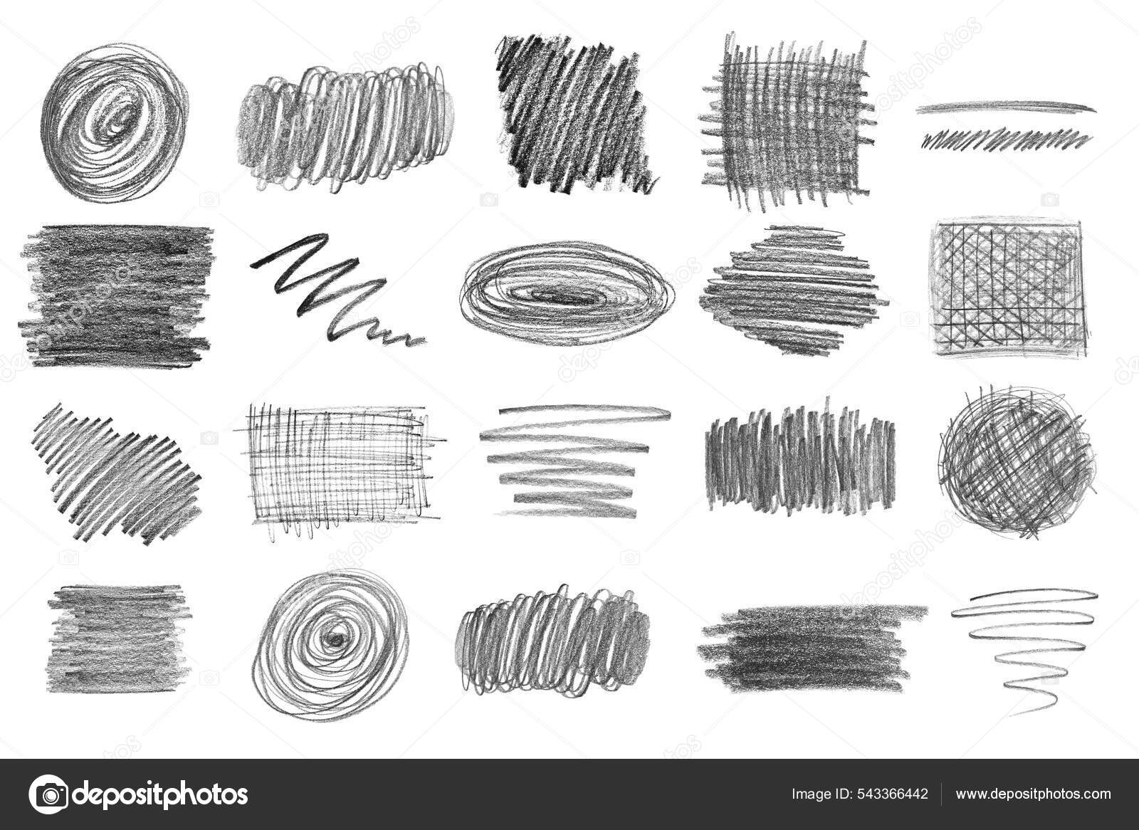 Set Hand Drawn Pencil Scribble White Background Top View — Stock Photo ...
