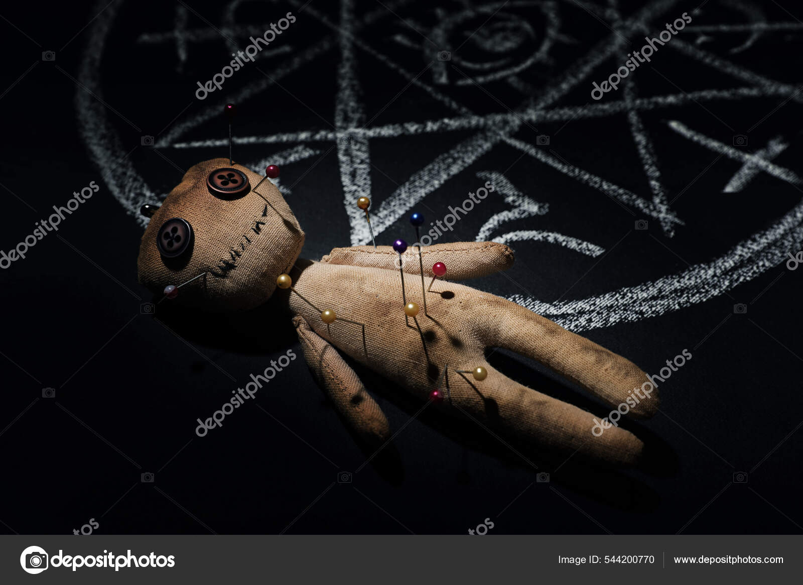 Voodoo Doll Ritual Circle Drawn Black Table Stock Photo by ©NewAfrica ...