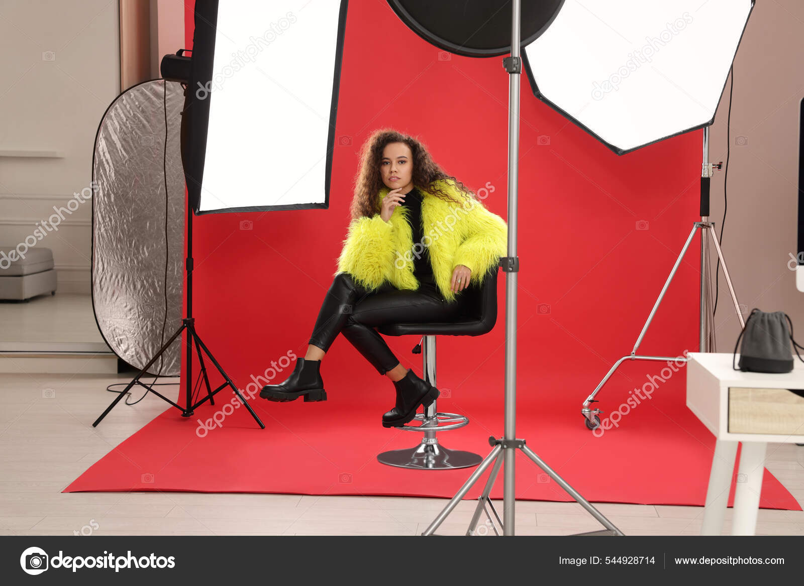 Beautiful African American Model Posing Studio Professional Photo ...