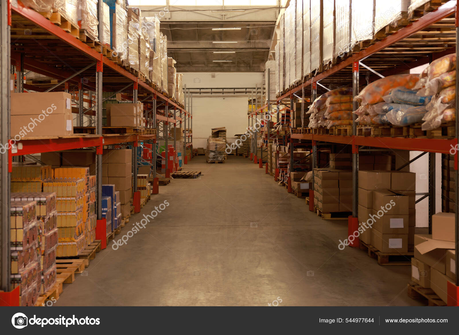 Storage Racks Different Boxes Warehouse Logistics Concept — Stock Photo ...