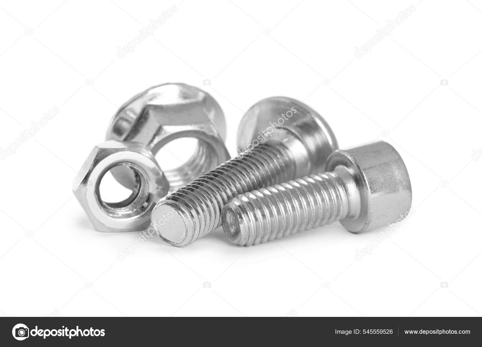 Different Metal Bolts Nuts White Background Stock Photo by ©NewAfrica ...