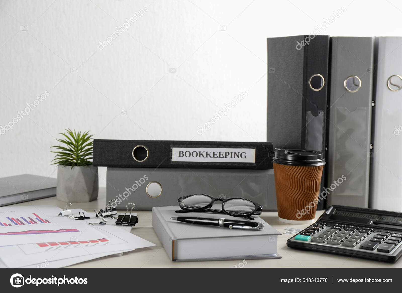 Bookkeeper's Workplace Folders Documents Table Stock Photo by ...