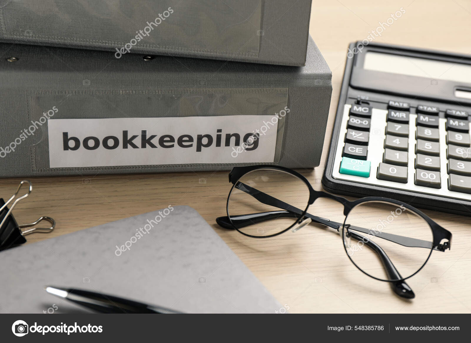 Bookkeeper's Workplace Folders Documents Table Stock Photo by ...