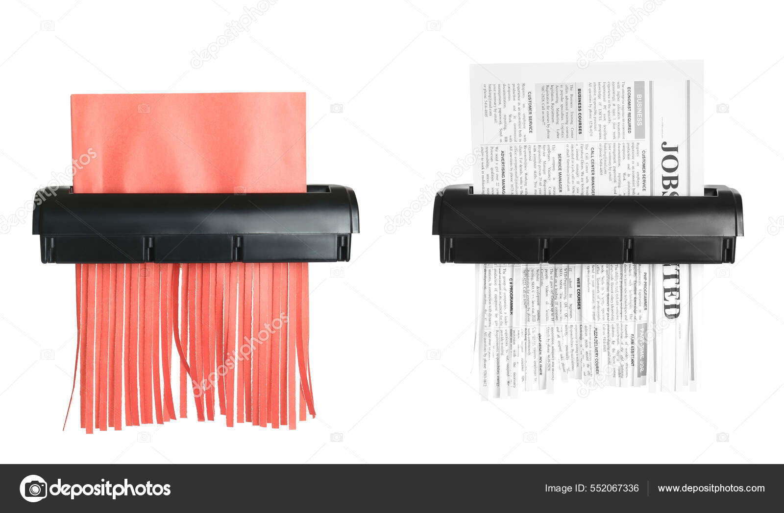 Destroying Paper Shredders White Background Collage Banner Design Stock ...