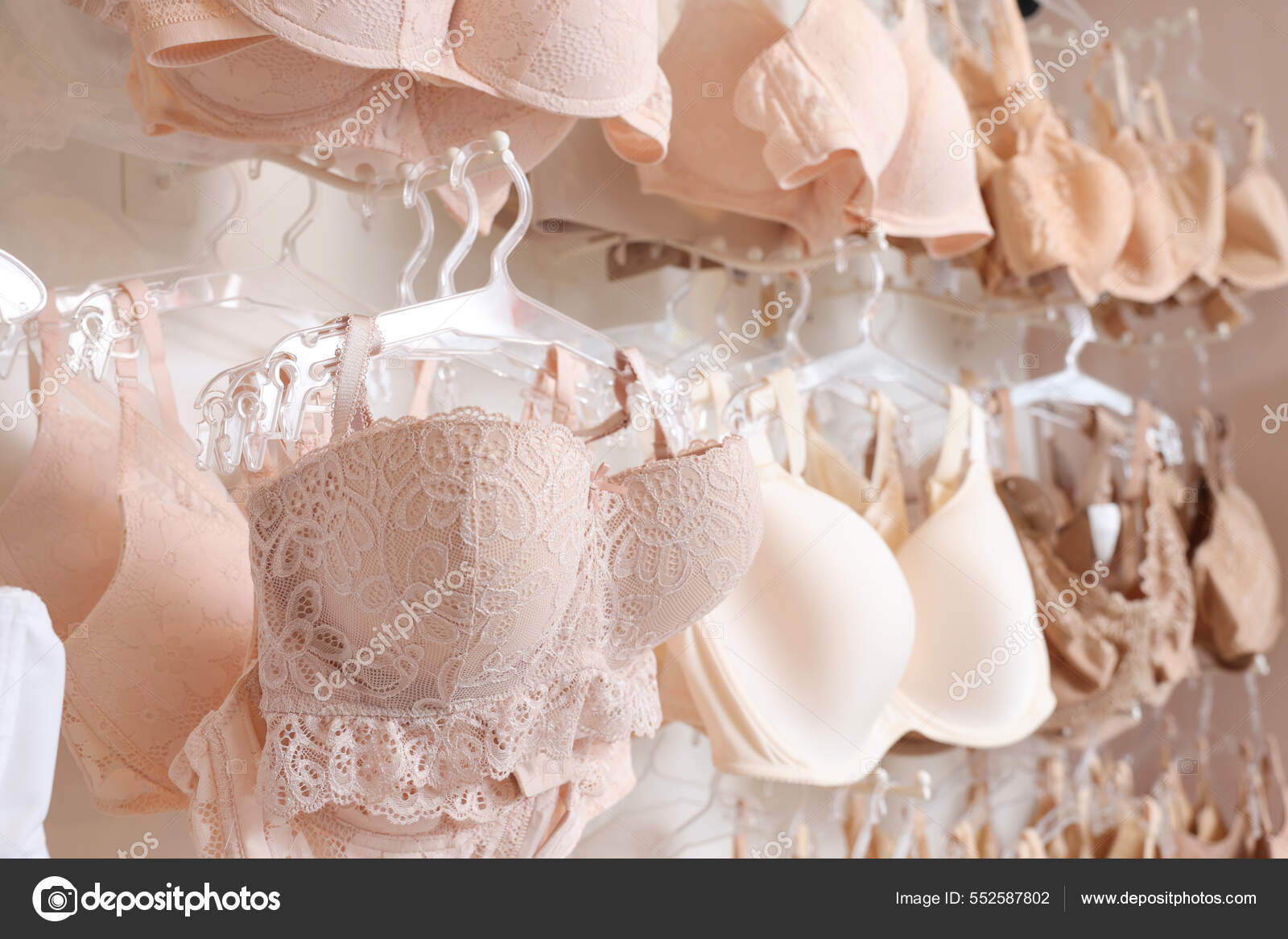 Many Different Beautiful Women's Bras Lingerie Store Closeup — Stock ...