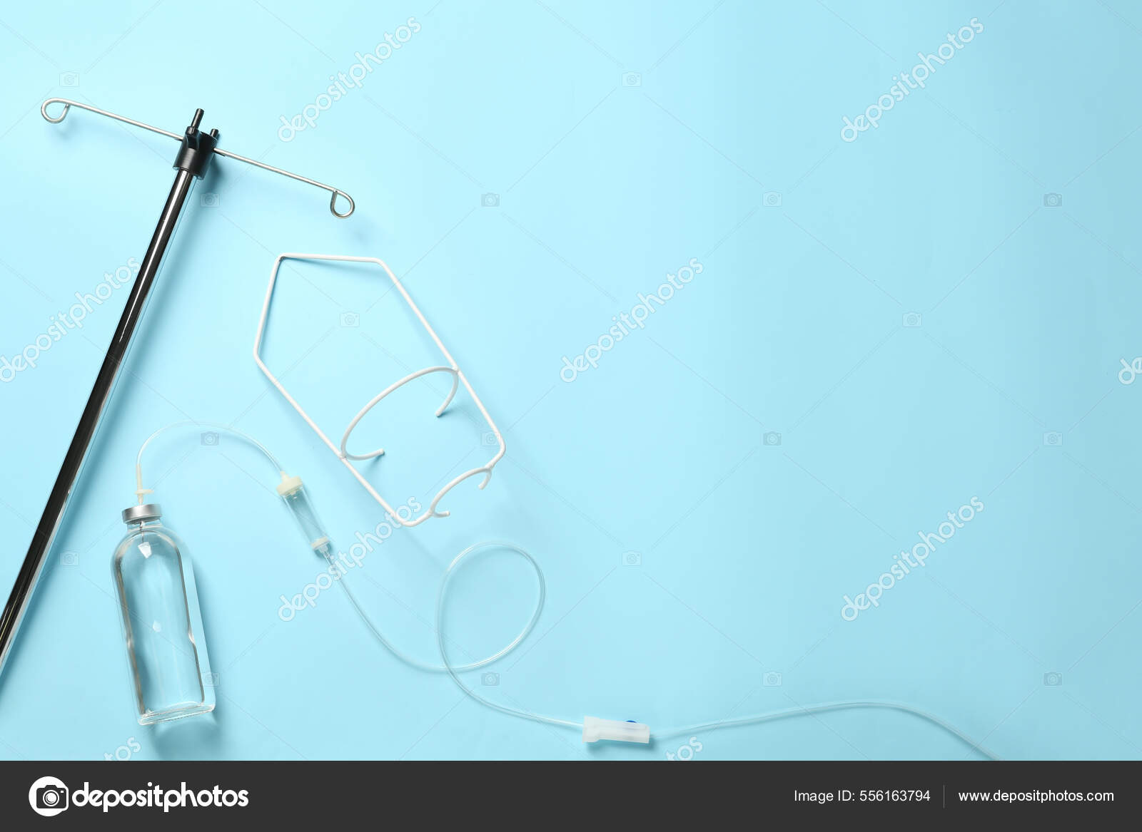 Infusion Set Light Blue Background Flat Lay Space Text Stock Photo by ...