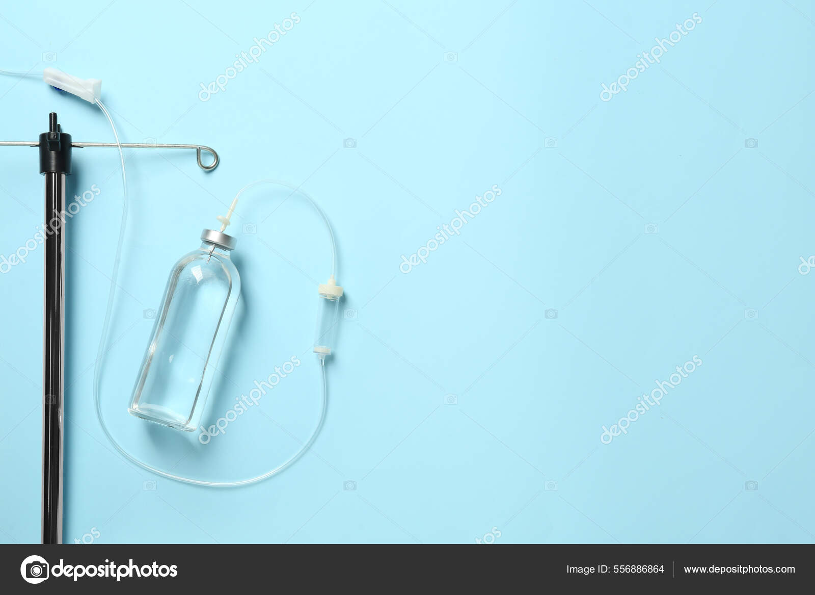 Infusion Set Light Blue Background Flat Lay Space Text Stock Photo by ...