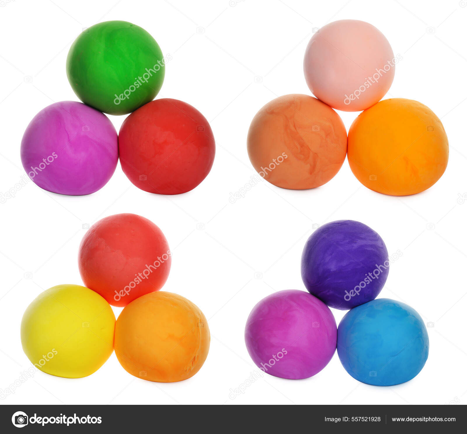 Set Different Colorful Play Dough White Background Stock Photo by ...