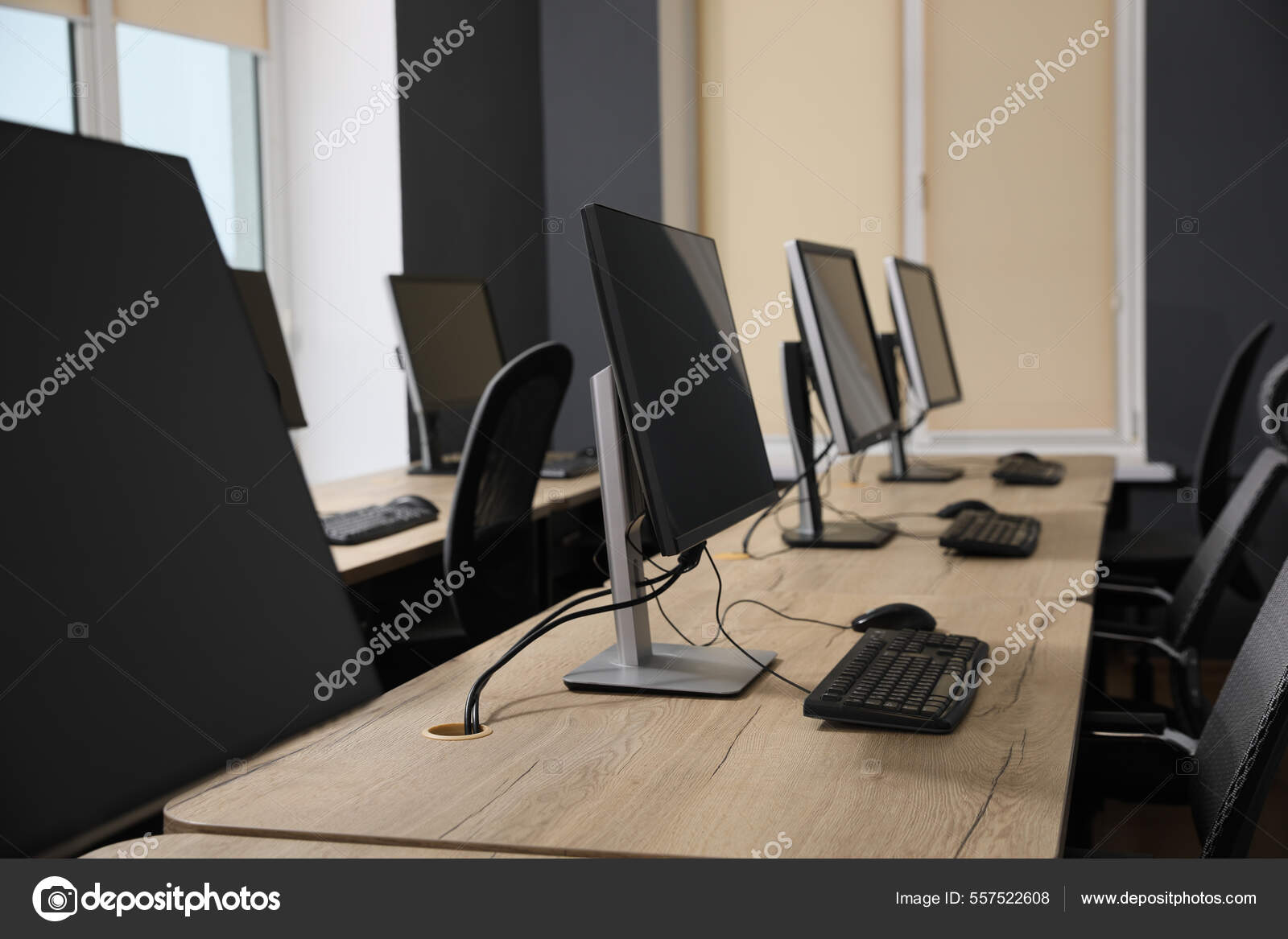Many Modern Computers Open Space Office — Stock Photo © NewAfrica ...