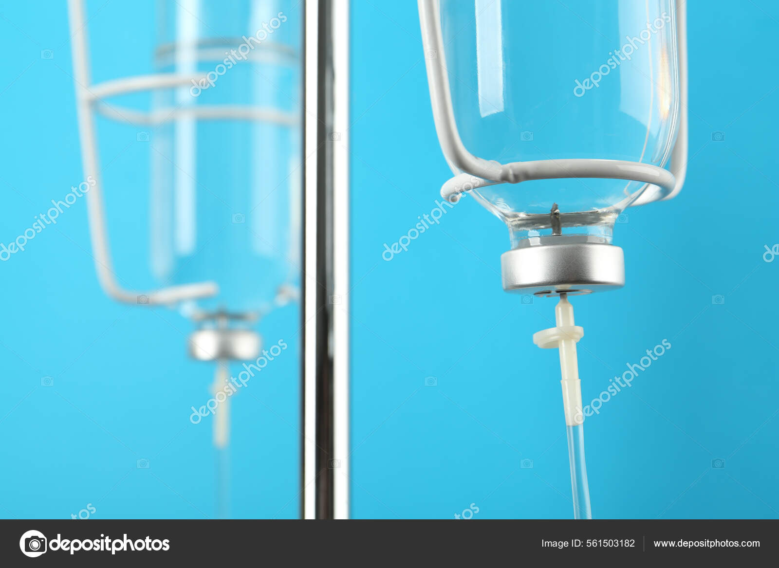Infusion Set Light Blue Background Closeup View Stock Photo by ...