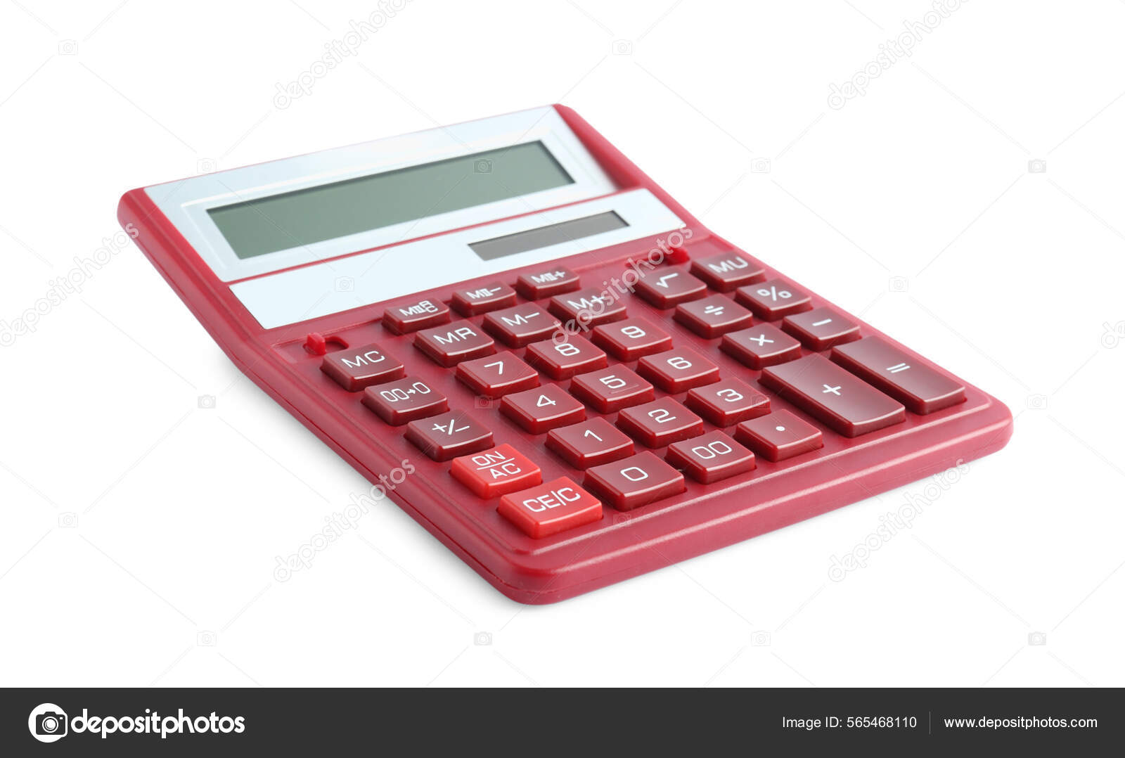 Red Calculator White Background Office Equipment — Stock Photo ...