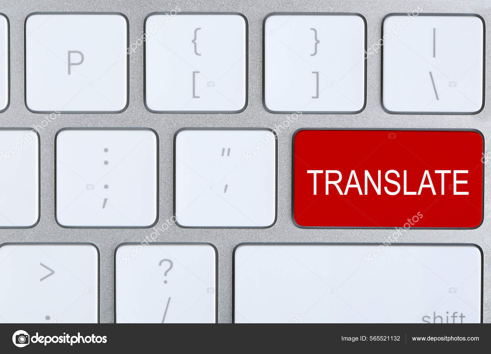 Red Button Word Translate Computer Keyboard Top View — Stock Photo ...