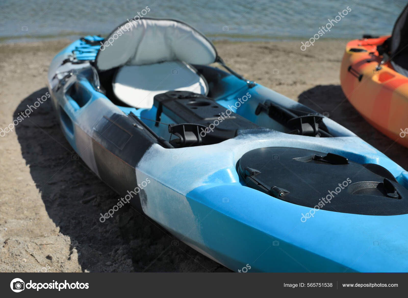 Bright Kayak Sand River Closeup — Stock Photo © NewAfrica #565751538