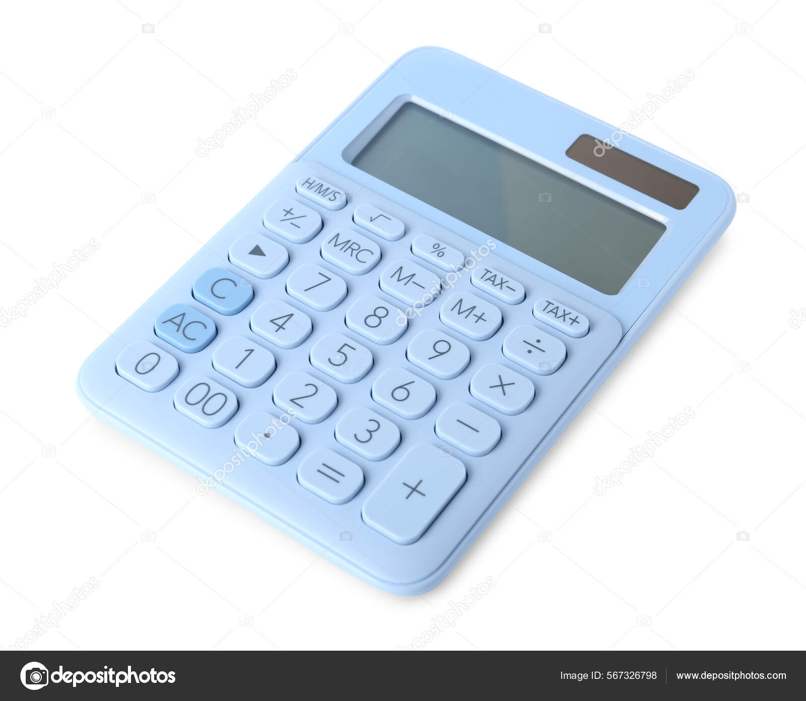 Light Blue Calculator White Background School Stationery — Stock Photo ...