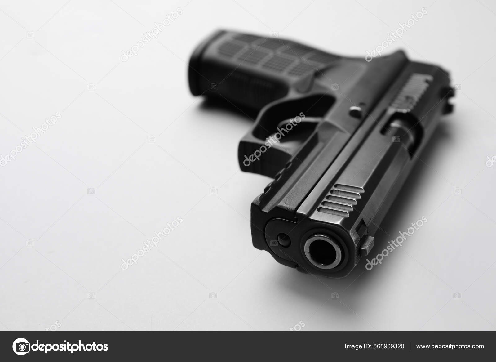 Semi Automatic Pistol Light Background Closeup Space Text Stock Photo ...