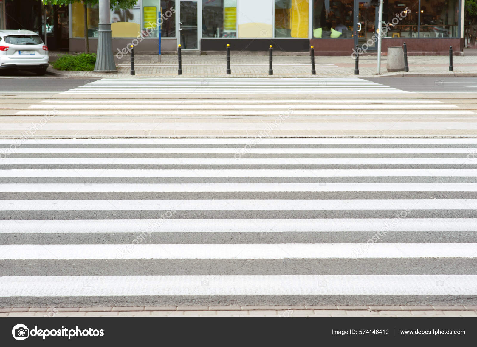 City Street Zebra Markings Pedestrian Crosswalk Stock Photo by ...