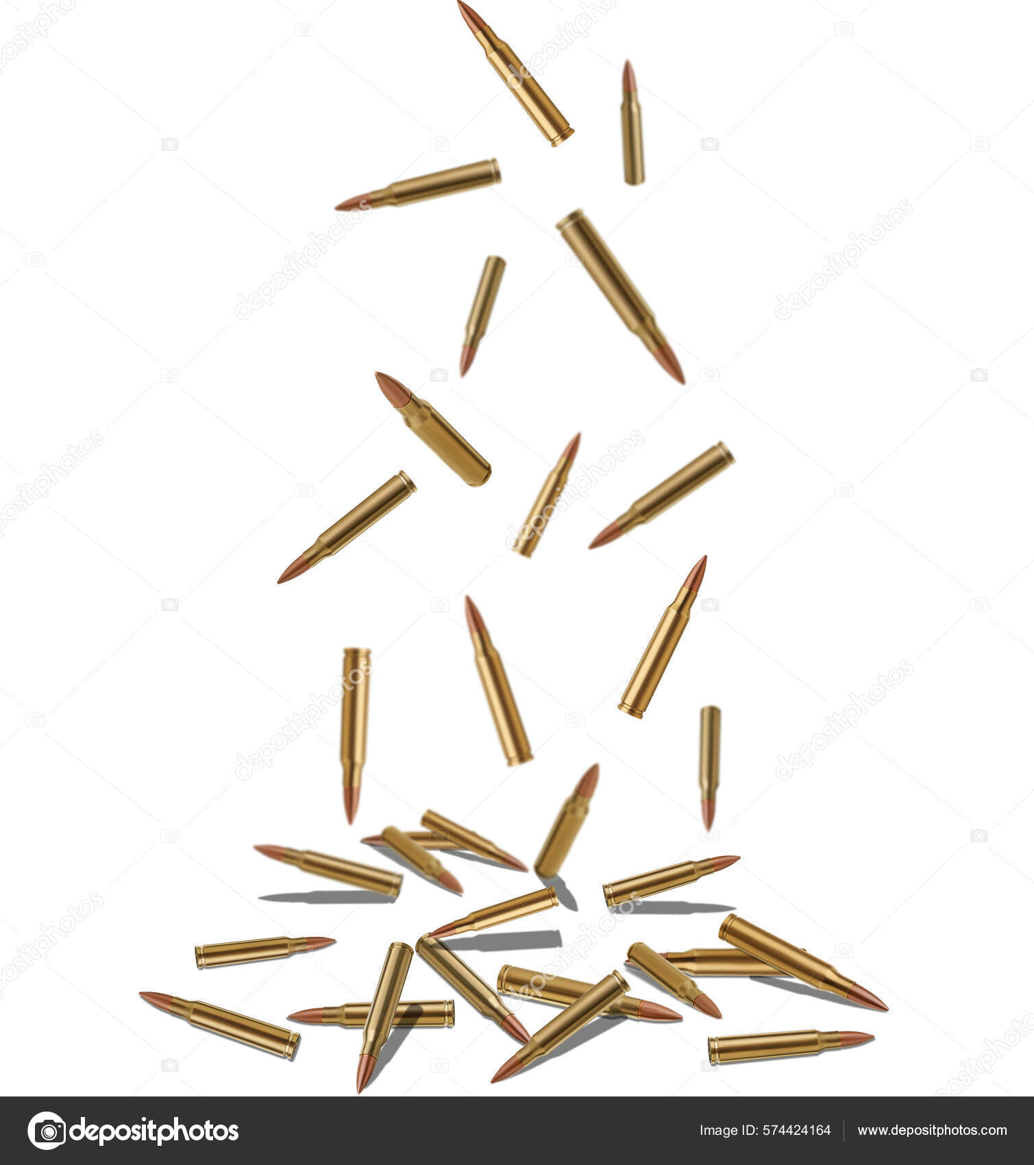 Many Bullets Falling White Background Firearm Ammunition Stock Photo by ...