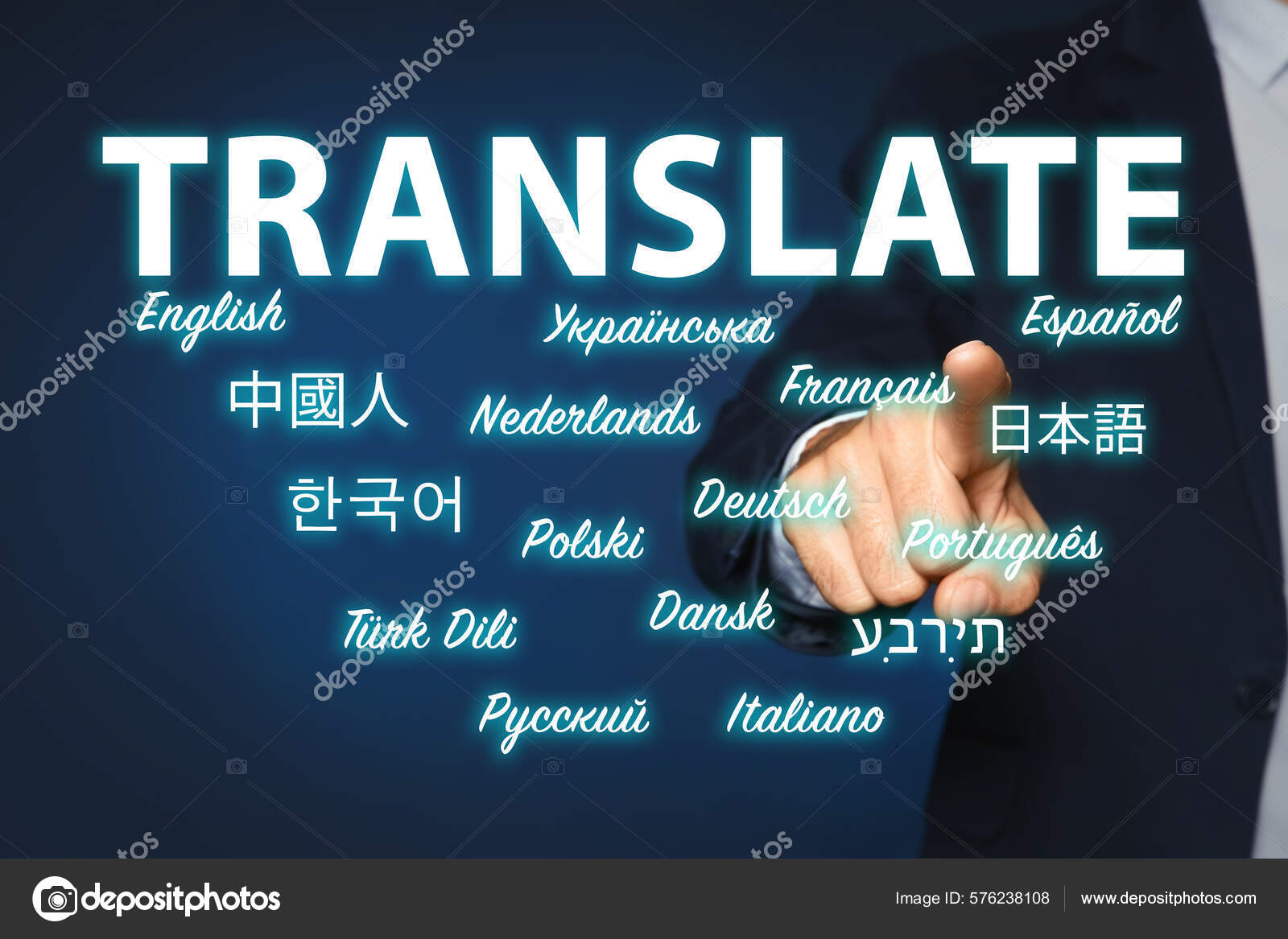 Traductor Apuntando Pantalla Virtual Con Nombres Diferentes Idiomas ...