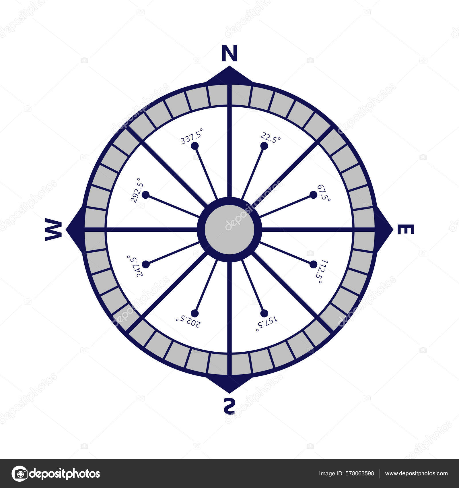 Compass Rose Four Cardinal Directions North East South West White Stock ...