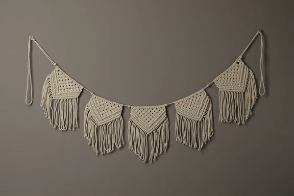 Beautiful Macrame Hanging Grey Wall Decorative Element — Stock Photo ...