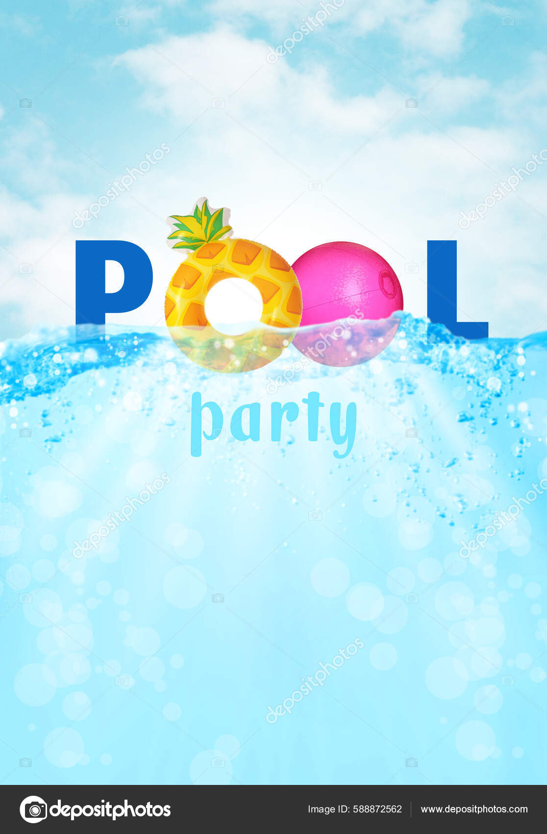 Bright Summer Swimming Pool Party Advertising Poster — Stock Photo ...