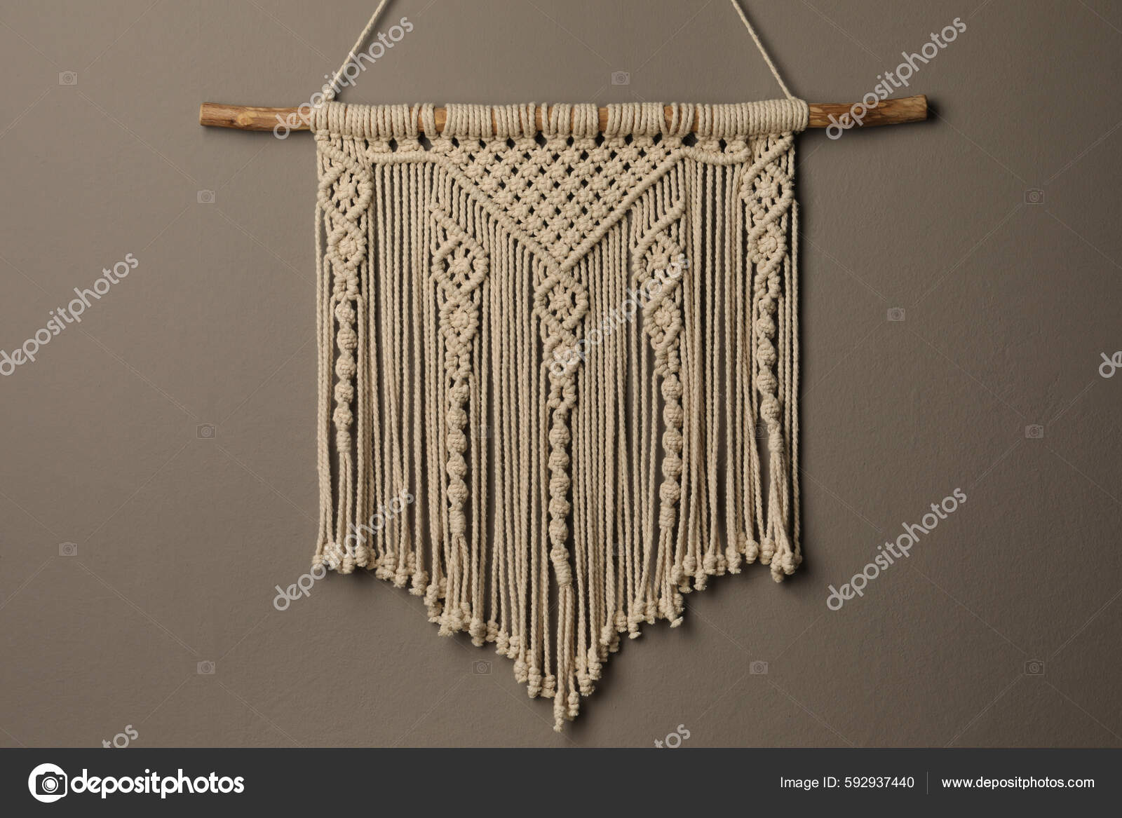 Beautiful Macrame Hanging Grey Wall Decorative Element — Stock Photo ...