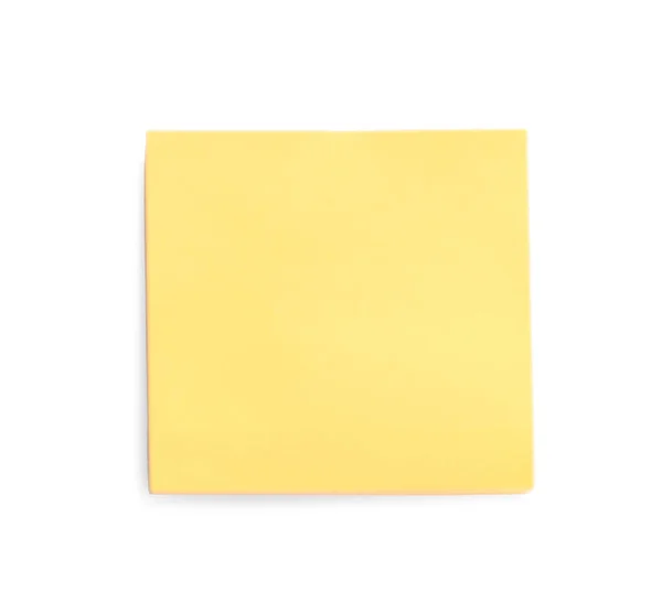 Blank Yellow Sticky Note White Background Top View — Stock Photo ...