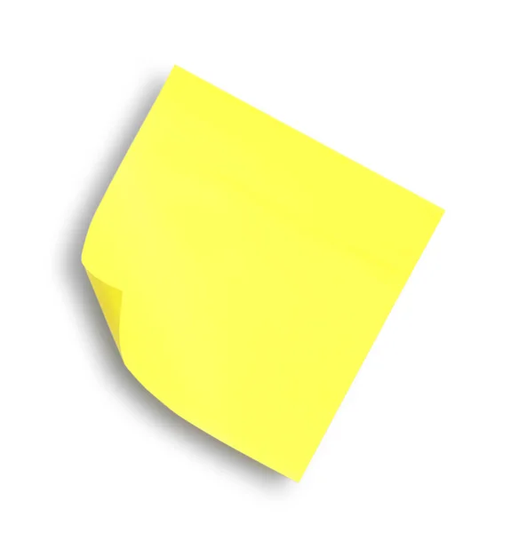 Blank Yellow Sticky Note White Background Top View — Stock Photo ...