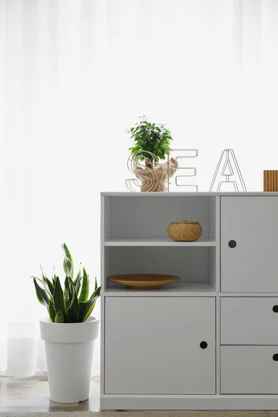 Modern Chest Drawers Living Room Interior Design — Stock Photo ...