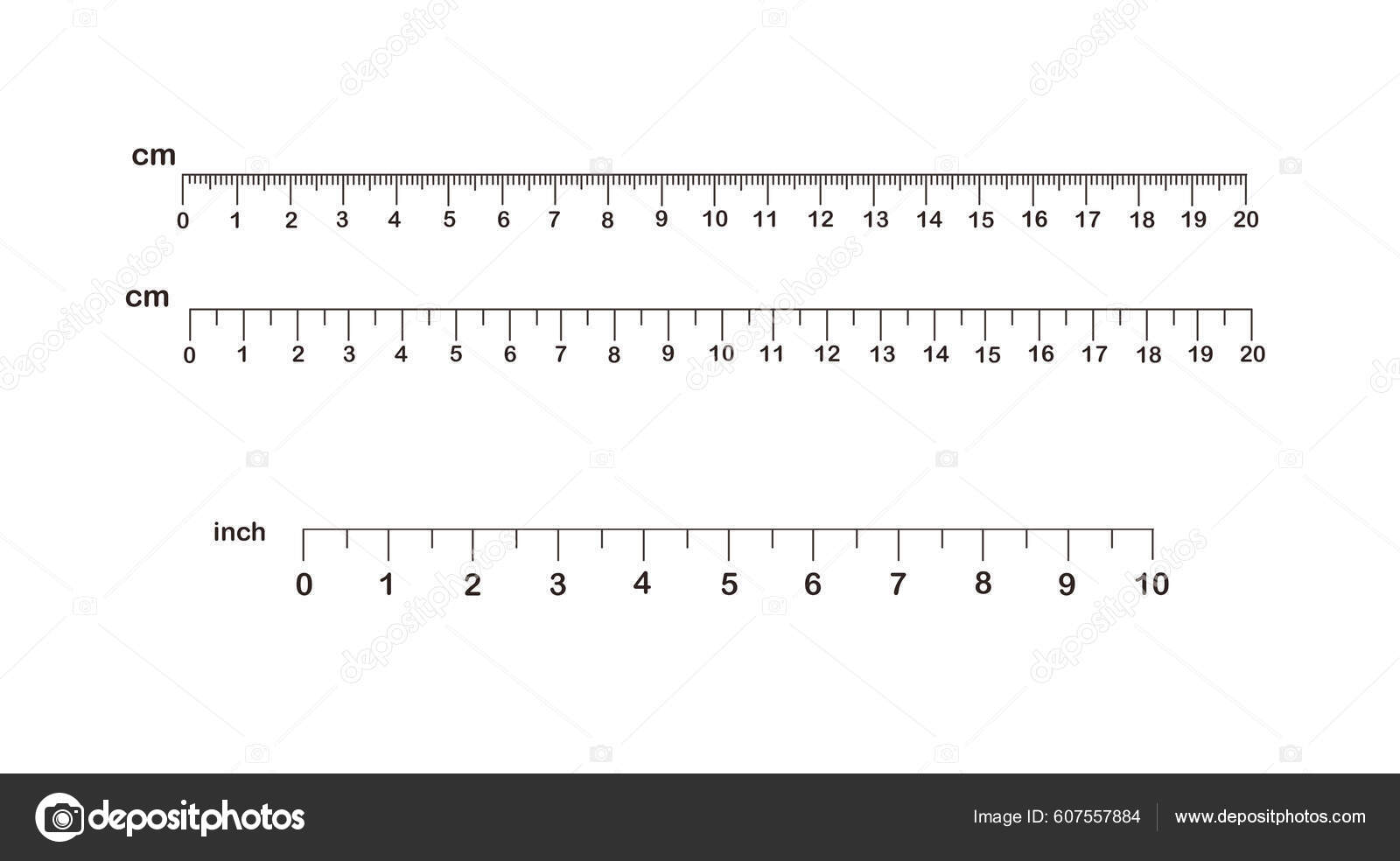 Measuring Length Markings Centimeters Inches Rulers White Background Illustration Stock Photo NewAfrica 607557884