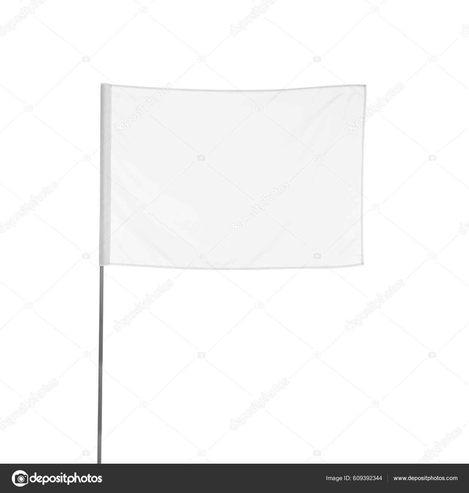 Blank Flag Isolated White Mockup Design: fotografía de stock ...