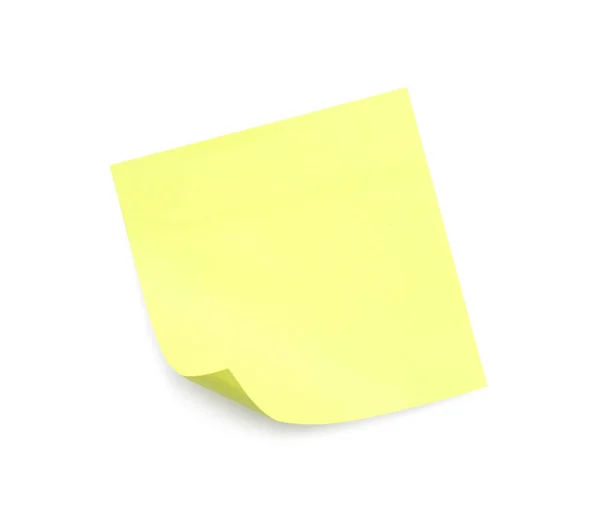 Blank Yellow Sticky Note White Background Top View — Stock Photo ...
