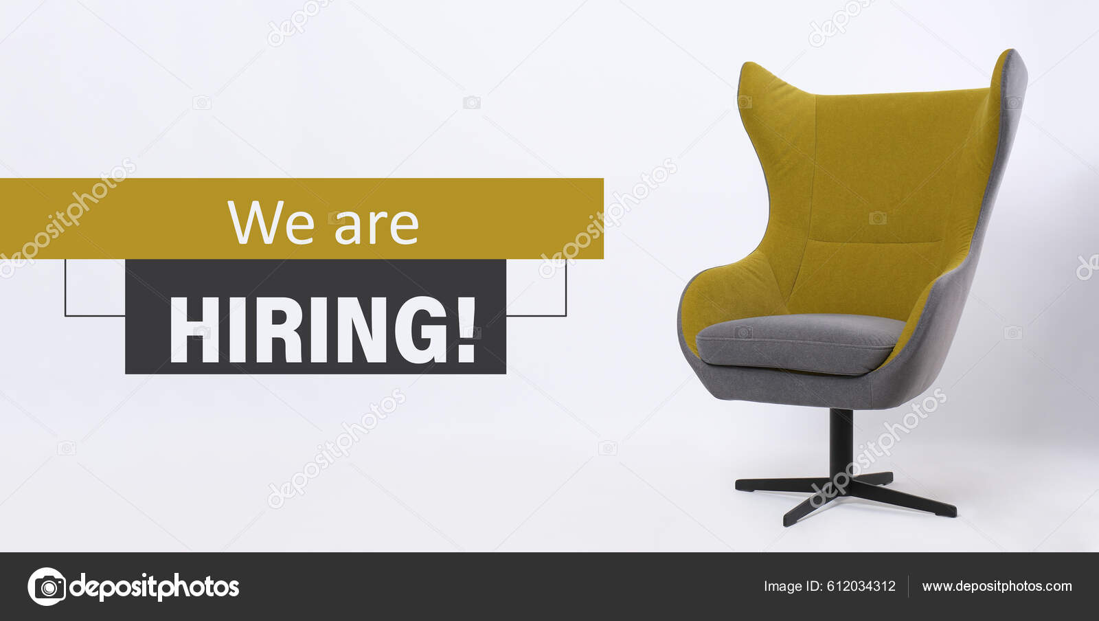 Office Chair Text Hiring White Background Banner Design — Stock Photo ...