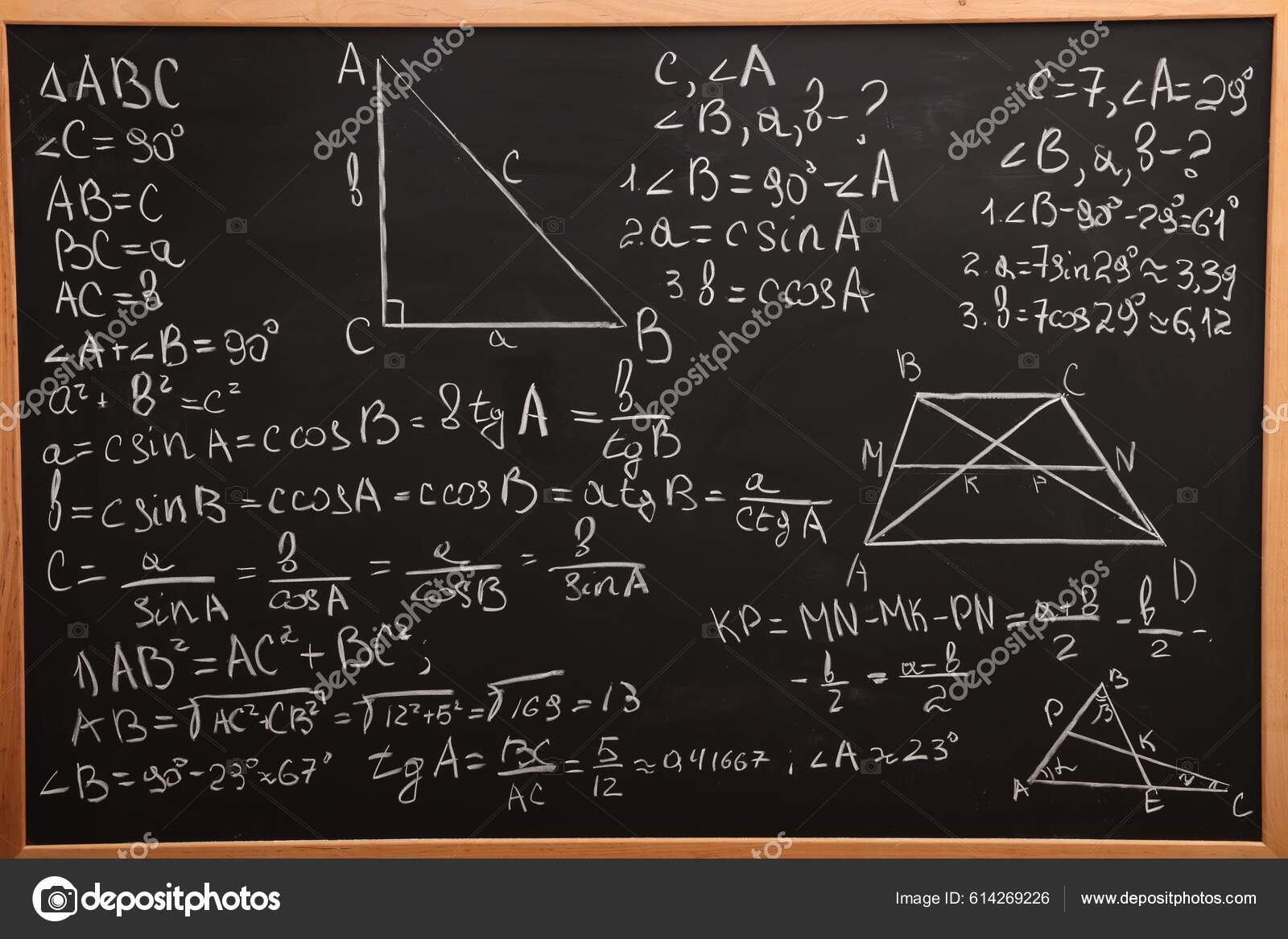 Different Mathematical Formulas Written Chalk Blackboard — Stock Photo ...