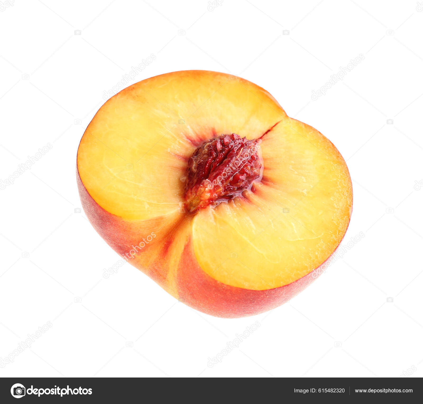 Half Ripe Peach Isolated White — Stock Photo © NewAfrica #615482320