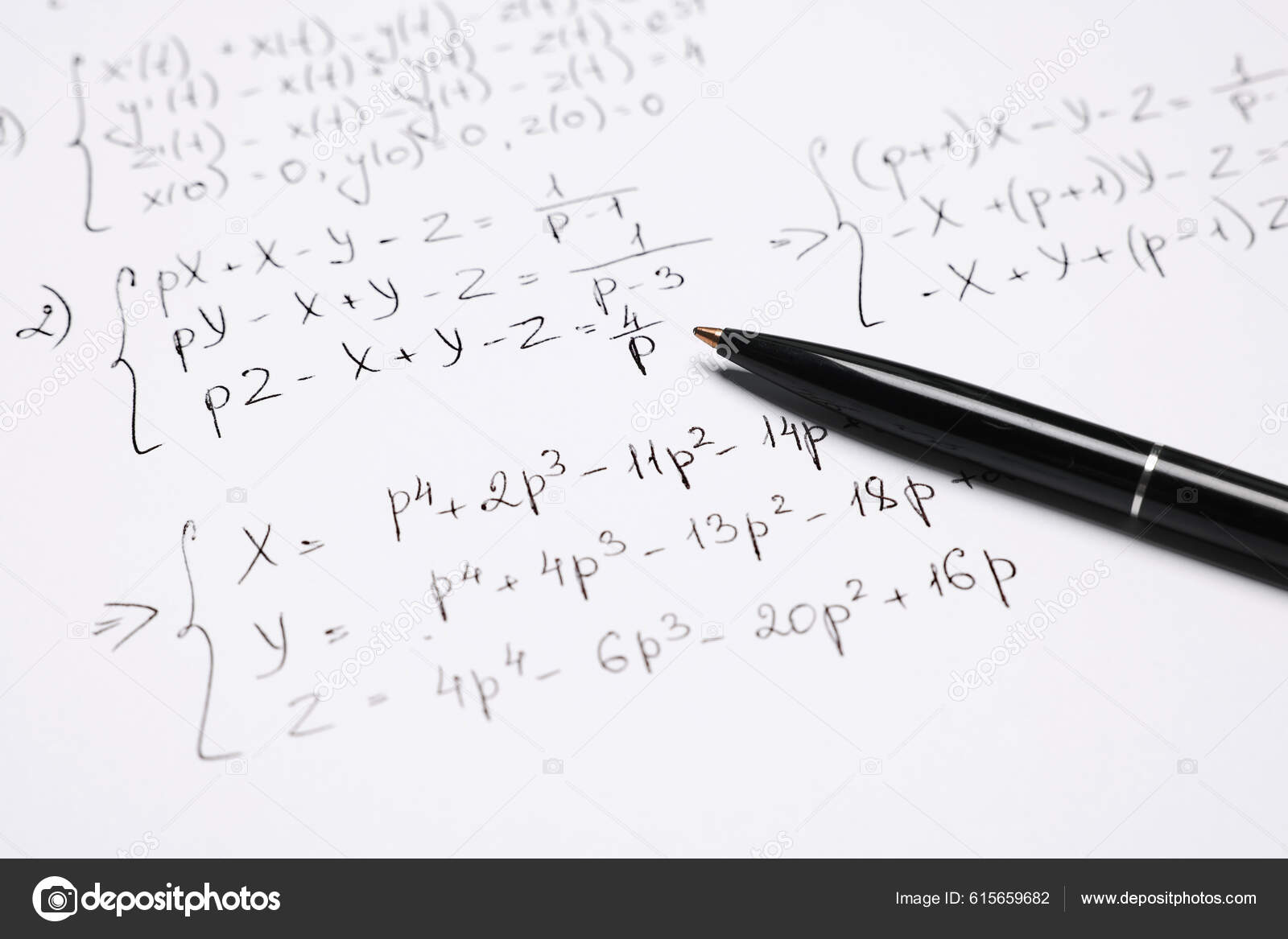Sheet Paper Mathematical Formulas Pen Closeup — Stock Photo © NewAfrica ...