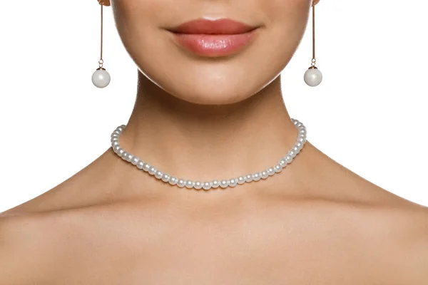 Pearls and diamon on neck Stock Photos, Royalty Free Pearls and diamon ...