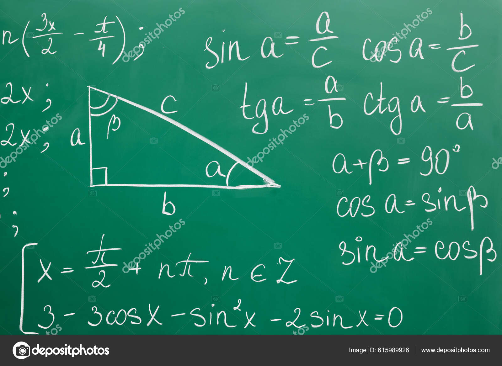 Many Different Math Formulas Written Green Chalkboard — Stock Photo © NewAfrica #615989926