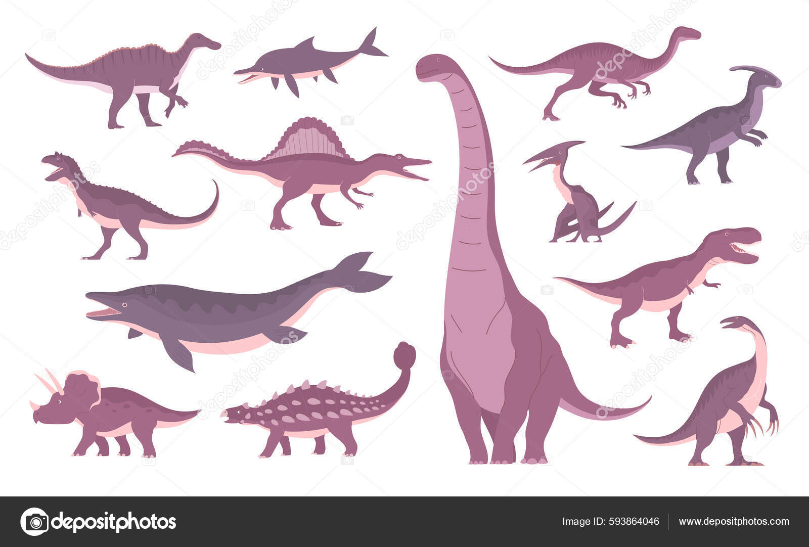 Set Ancient Carnivorous Herbivorous Dinosaurs Vector de stock ... Set Ancient Carnivorous Herbivorous Dinosaurs Vector de stock ...