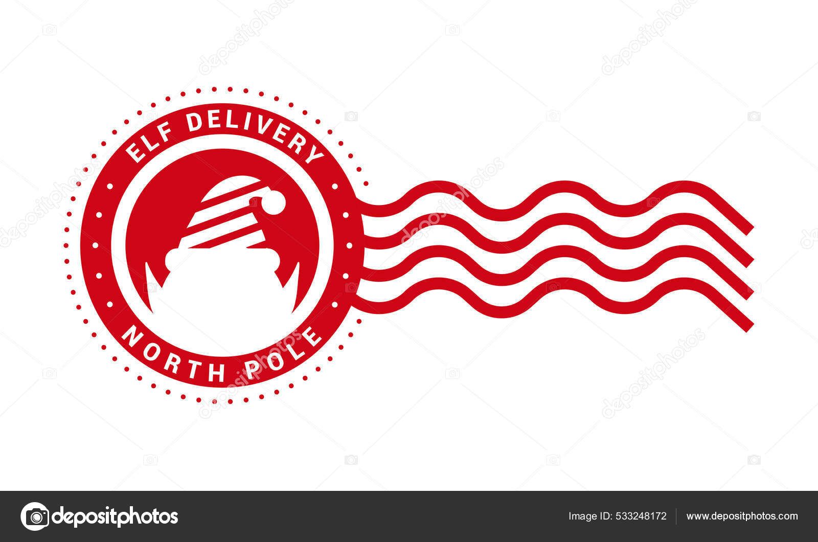 Elf Delivery North Pole Stamp Design Template Christmas Decorative ...