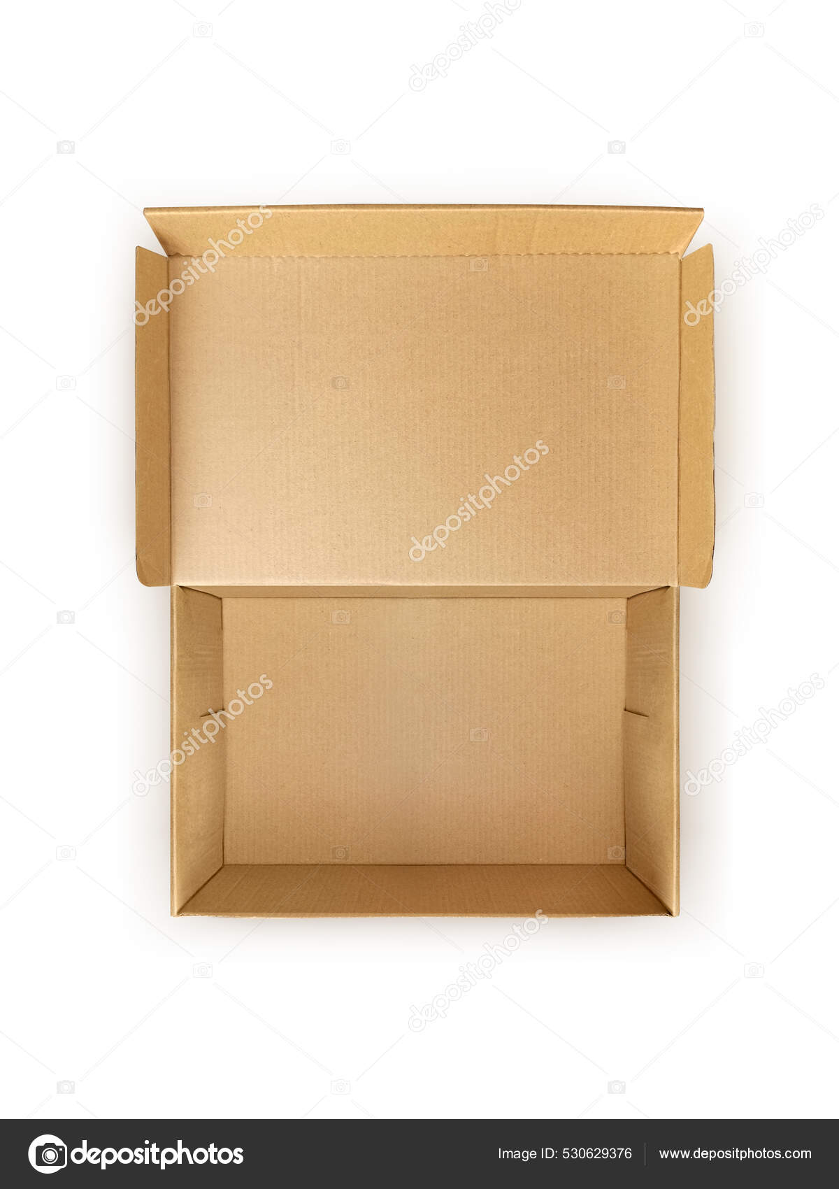 Open Empty Cardboard Box Isolated White Background — Stock Photo ...